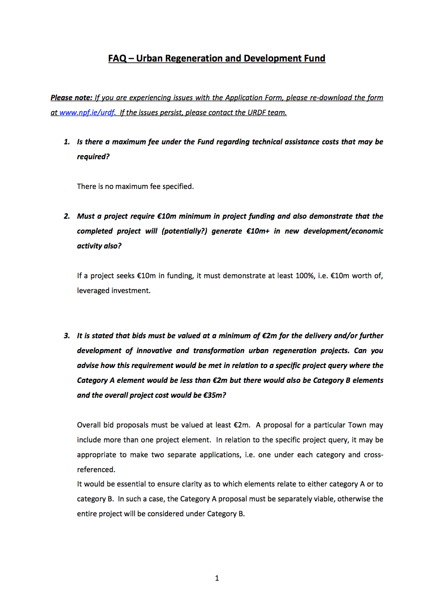 URDF - The National Planning Framework